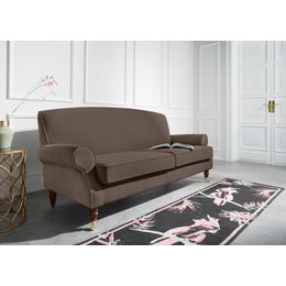3-Sitzer Home Affaire "Rennes", grau (taupe), B:200cm H:90cm T:93cm, Samtoptik ( 100% Polyester);Baumwollmix (50% Baumwolle, 50% Polyester), Sofas, 3-Sitzer, in Samtoptik oder Baumwoll-Mix