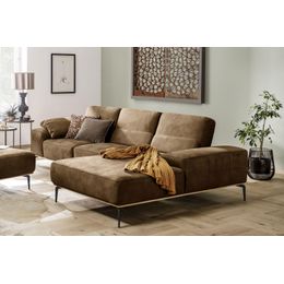Ecksofa W.Schillig "run, Designsofa mit tollem Sitzkomfort, bequem, L-Form", braun (chocolate s37), B:299cm H:88cm T:178cm, Longlife Xtra-Leder Z73: Naturwalkleder der Luxusklasse aus den erlesensten Rohh&auml;uten. Hautst&auml;rke 1, 1 &ndash; 1, 3 mm;ROHLEDER Jacquard-Flachgewebe Q2 W60 (63% Polyester, 37% Polyacryl);ROHLEDER Chenille-Flachgewebe Q2 W77 (68% Polyacryl, 32% Polyester);Stoff S37 (100% Polyester),