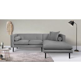 Ecksofa Home Affaire "Lillibeth L-Form Designsofa, Ma&szlig;e B/T/H: 240/173/83 cm", grau, B:240cm H:83cm T:173cm, 100% Polyester, Sofas, Ecksofa, Zierkissen als Wendekissen, in Samtoptik oder Cord