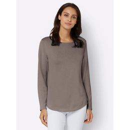 Rundhalspullover Inspirationen "Pullover", Damen, Gr. 54, grau (taupe), 100% Baumwolle, unifarben, Pullover Rundhalspullover