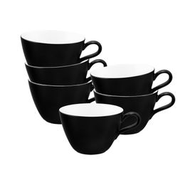 Tasse Seltmann Weiden "Milchkaffeetassen Life Fashion 370 ml 6er Set", schwarz (glamorous schwarz), 6 tlg., Porzellan, Trinkgef&auml;&szlig;e, Tasse