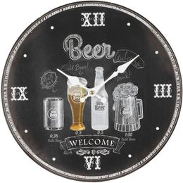 Wanduhr AMBIENTE HAUS "Wanduhr - Beer 28cm", schwarz, B:28cm H:25cm T:2cm, Wanduhren, Wanduhr