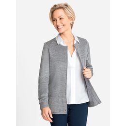 Strickjacke CLASSIC, Damen, Gr. 46, grau (steingrau, meliert), 50% Polyacryl, 50% Schurwolle, Strickjacken Strickjacke