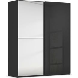 Schwebet&uuml;renschrank Rauch "Kleiderschrank Schrank Garderobe Schlafzimmerschrank SCALE-DUO", schwarz (schwarz, glas schwarz, griffleisten schwarz), B:181cm H:223cm T:68cm, Holzwerkstoff, Schr&auml;nke, Schwebet&uuml;renschrank, edle zweigeteilte T&uuml;ren Spiegel/Glas-Mix 3 Zierleisten MADE IN GERMANY