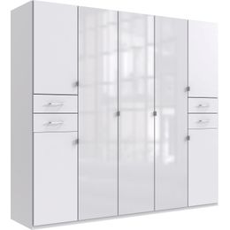 Dreht&uuml;renschrank wimex "Danzig", wei&szlig; (wei&szlig;, lange durchg&auml;ngige t&uuml;rfronten glas wei&szlig;), B:225cm H:208cm T:58cm, Holzwerkstoff, Schr&auml;nke, Dreht&uuml;renschrank, mit Schubladen auf bequemer H&ouml;he, mit Glast&uuml;ren
