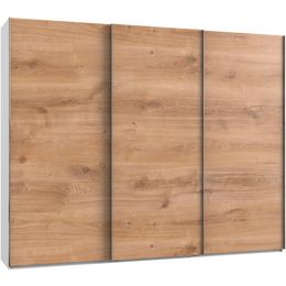 Schwebet&uuml;renschrank wimex "Level by fresh to go", wei&szlig; (wei&szlig;, plankeneichefarben), B:300cm H:236cm T:65cm, Schr&auml;nke, Schwebet&uuml;renschrank