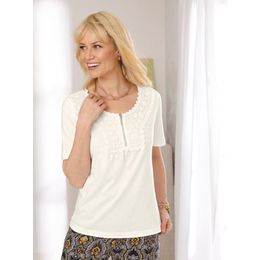 Kurzarmshirt Inspirationen "Kurzarm-Shirt", Damen, Gr. 44, beige (ecru), 50% Baumwolle, 50% Modal, unifarben, Rundhals, Shirts Kurzarmshirt