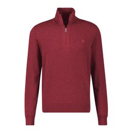 Troyer Lerros, Herren, Gr. S, maple rot melange, Strick, Obermaterial: 100% Baumwolle, meliert, regular fit normal, ohne Ausschnitt, Rippb&uuml;ndchen, Pullover Troyer, mit Logo Stickerei