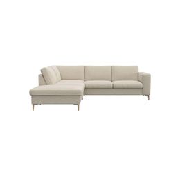 Ecksofa FLEXLUX "Fiore, L-Form", wei&szlig; (sanftes wei&szlig;), B:241cm H:85cm T:225cm, 100% Polyester, Sofas, Ecksofa, breite Armlehnen, F&uuml;&szlig;e Alu/Eiche, B/T 241/225 cm, Kaltschaum im Sitz