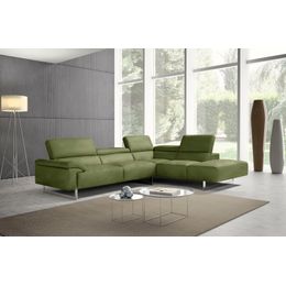 Ecksofa Egoitaliano "Malika, elegant und bequem, Designsofa, L-Form", gr&uuml;n (kiwi), B:300cm H:94cm T:107cm, Sofas, Ecksofa, mit Ottomane, inkl. Kopfteilverstellung und chromfarbenen Metallf&uuml;&szlig;en
