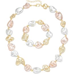Ketten und Armband Set Firetti "Multipack Schmuck Geschenk Perlenarmband Perlenkette barock K&uuml;gelchen", bunt (gelbgoldfarben, wei&szlig;, apricot, gelb), Schmuck_Sets, Damen, Elasthan, Messing, Perlen, Polyester, Ketten und Armband Set