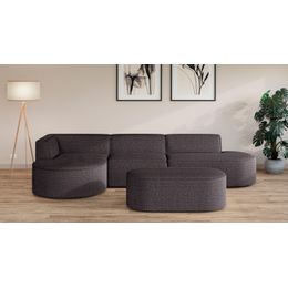 Ecksofa OTTO HOME "EIVIND Designer Sofa mit Ottomane rechts/links, B/T/H: 343/159/72 cm", grau (anthrazit), B:343cm H:72cm T:159cm, 100% Polyester, Sofas, Ecksofa, L-Form mit Wellenunterfederung, auch in Feincord und Boucl&eacute;