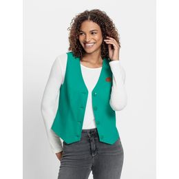Kurzweste Casual Looks, Damen, Gr. 50, gr&uuml;n (smaragd), 100% Polyester, unifarben, Westen Kurzweste