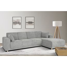 Ecksofa Home Affaire "LEMPS wahlweise Recamiere links oder rechts L-Form", beige (creme), B:297cm H:85cm T:162cm, 100% Polyester, Sofas, Ecksofa, incl. Zierkissen, Stellma&szlig;e 297x162 cm