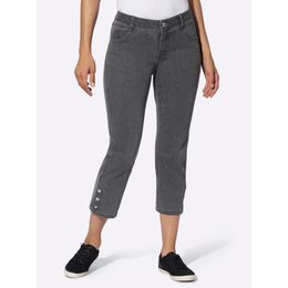 5-Pocket-Jeans Casual Looks, Damen, Gr. 24, Kurzgr&ouml;&szlig;en, grau (grau, denim), 98% Baumwolle, 2% Elasthan, unifarben, 7/8-L&auml;nge, Jeans 5-Pocket-Jeans