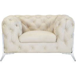 Chesterfield-Sessel Home Affaire "Amaury Sessel", beige, B:125cm H:75cm T:97cm, Struktur (100% Polyester9;Samtoptik (100% Polyester), Sessel, Chesterfield-Sessel, aufw&auml;ndige Knopfheftung, moderne Chesterfield Optik, Fu&szlig;farbe w&auml;hlbar