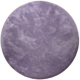 Teppich HOMIE LIVING "Pisa", lila (violett), H:25mm &Oslash;:120cm, Polyester, Teppiche, Teppich, Hochflor, Microfaser, uni, weich, Shaggy, Wohnzimmer, Schlafzimmer