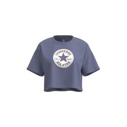 T-Shirt Converse "CHUCK PATCH TEE", Damen, Gr. M, slate lila, Obermaterial: 62% Baumwolle, 33% Polyester, 5% Elasthan, Rundhals, Shirts T-Shirt, sportlicher Stil, mit kurzen &Auml;rmeln, mit flexiblem Elasthan-Anteil