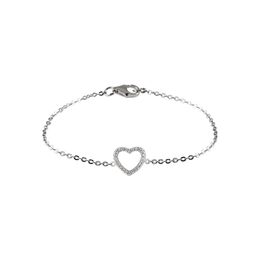 Armkette UNIKE JEWELLERY "MEANINGFUL HEART HERZ, UK.PU.1205.0004", silber (silberfarben, kristallwei&szlig;, kristallwei&szlig;), Armb&auml;nder, Damen, 20cm, Silber 925 (Sterlingsilber), Armkette, mit Zirkonia (synth.)