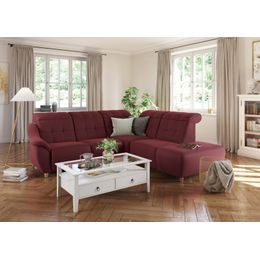 Ecksofa Home Affaire "Boston L-Form", rot (bordeaux), B:272cm, Struktur (100% Polyester);Luxus-Microfaser Florence (100% Polyester);Chenille (100% Polyester);NaturLEDER (reines Rindsleder), Sofas, Ecksofa, Kopfteilverstellung an jeder Sitzfl&auml;che, wahlweise Relaxfunktion