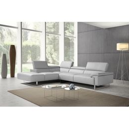 Ecksofa Egoitaliano "Malika, elegant und bequem, Designsofa, L-Form", grau (stone), B:300cm H:94cm T:107cm, Leder &raquo;BULL&laquo; (echtes Rindsleder). Geschliffenes, pigmentiertes und behandeltes Rindsleder mit einer Dicke von 1, 3-1, 5 mm. Dieses Leder zeigt eine ziemlich weiche Hand mit einem halb undurchsichtigen Aussehen. Es handelt sich um ein gesch&uuml;tztes Leder. Eine leichte Deckschicht sch&uuml;tzt sie vo