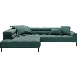 Ecksofa Home Affaire "Claya, L-Form, incl. Kopfteilverstellung, Breite 311 cm", gr&uuml;n, B:311cm H:71cm T:219cm, 88% Polyester, 12% Polyacryl, Sofas, Ecksofa, mit elektrischem Sitzvorzug im Hauptelement