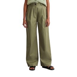 Marc O'Polo Bundfaltenhose MARC O'POLO, Damen, Gr. 32, N-Gr, forest moss, Twill, Obermaterial: 97% Baumwolle, 3% Elasthan, lang, Hosen Bundfaltenhose, weit, aus Twill, Allrounder