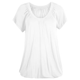 Kurzarmshirt "Viskose-Shirt", Damen, Gr. 38, wei&szlig;, 95% Viskose, 5% Elasthan, unifarben, V-Ausschnitt, Shirts Kurzarmshirt