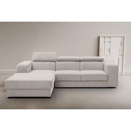 Ecksofa WERK2 "Cherry, modernes Sofa mit Komfortfunktionen, Breite 270cm, L-Form", beige (creme), B:270cm H:76cm T:192cm, 92% Polyester, 8% Nylon, Sofas, Ecksofa, bequem, mit verstellbaren Kopfteilen, Schlaffunktion und Bettkasten