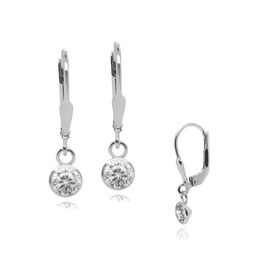 Paar Ohrh&auml;nger Firetti "Schmuck Geschenk Silber 925 Ohrschmuck Patentbrisur Glitzer", bunt (silberfarben, wei&szlig;, kristallwei&szlig;), Ohrringe, Damen, 5mm, Silber 925 (Sterlingsilber), Paar Ohrh&auml;nger, Made in Germany - mit Zirkonia (synth.)