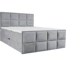 Boxspringbett Home Affaire "Timeo", grau (hellgrau), B:184cm L:210cm, Komplettbetten, Boxspringbett, in den Breiten 120,140,160 & 180 cm erh&auml;ltlich