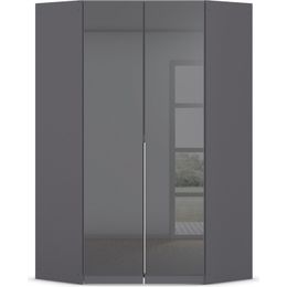 Eckkleiderschrank OTTO HOME "Kleiderschrank Schrank Ankleidezimmer Schlafzimmer Garderobe AGORDO", grau (graumetallic, glas basalt), B:117cm H:210cm T:117cm, Holzwerkstoff, Schr&auml;nke, Eckkleiderschrank, mit Glast&uuml;ren, voll ausgestattet mit viel Stauraum MADE IN GERMANY