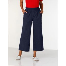 Culotte Casual Looks, Damen, Gr. 42, Normalgr&ouml;&szlig;en, blau (marine), 55% Leinen, 45% Baumwolle, unifarben, 7/8-L&auml;nge, Hosen Culotte