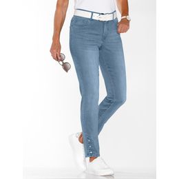 Bequeme Jeans Classic Basics, Damen, Gr. 48, Normalgr&ouml;&szlig;en, blau (blau, bleached), 81% Baumwolle, 17% Polyester, 2% Elasthan, unifarben, lang, Jeans Bequeme Jeans