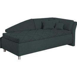 Schlafsofa Alina "Lindsay", gr&uuml;n (blaugr&uuml;n tmd 16), B:223cm H:80cm T:102cm, Struktur TMD (100% Polyester), Sofas, Schlafsofa, Bettkasten, Zierkissen-Set aus: 2 Stk. 40x40cm, 1 Stk. 30x30cm