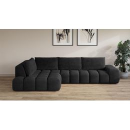 Ecksofa OTTO HOME "AZITA L-Form, XXL 352 cm Designsofa in Bubble-Opitk", grau (dunkelgrau), B:352cm H:72cm T:210cm, 100% Polyester, Sofas, Ecksofa, lose R&uuml;ckenkissen, traumhafte Steppung