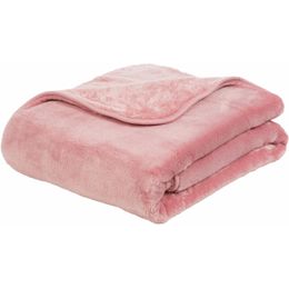 G&ouml;zze Wohndecke G&Ouml;ZZE "Premium Cashmere Feeling", rosa (altrosa), B:180cm L:220cm, Polyester, Wohndecken, Wohndecke, mit premium Cashmere Feeling, Kuscheldecke