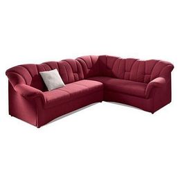 Ecksofa DOMO collection "Papenburg B/T/H: 242/190/84 cm L-Form", rot, B:242cm H:84cm T:190cm, Struktur ( 90% Polyester, 10% Polyacryl);Microfaser PRIMABELLE (100% Polyester);Kunstleder SOFTLUX;Luxus-Microfaser (100% Polyester), Sofas, Ecksofa, wahlweise mit Bettfunktion, Langer Schenkel links oder rechts