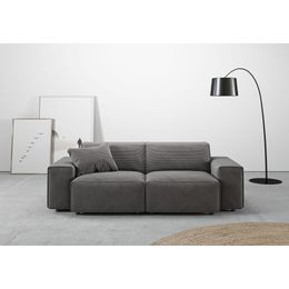 2,5-Sitzer Home Affaire "Glimminge auch in Breitcord, Feincord + Easy care-Bezug", grau (dunkelgrau), B:214cm H:71cm T:101cm, 12% Polyaxryl, 88% Polyester, Sofas, 2 5-Sitzer, besondere Kedern&auml;hte, Zierkissen
