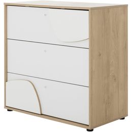 Wickelkommode GAMI "BASILE Wickelkommode", uni wei&szlig;, kastanie natur nachbildung, kastanie natur nachbildung, B:91cm H:95cm T:81cm, Holzwerkstoff, Wickelkommoden, Wickelkommode, praktische und funktionale Aufbewahrungsl&ouml;sung