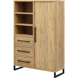 Barschrank OMG DESIGN "Ronda", smoked oak, B:110cm H:170cm T:45cm, Holzwerkstoff, Schr&auml;nke, Barschrank, mit Soft-Close, mit Metallgestell