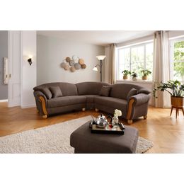 Ecksofa Home Affaire "Milano Vintage, L-Form", braun, B:233cm H:83cm T:81cm, Sofas, Ecksofa, mit Federkern, Bezug in Lederoptik, incl. 4 Zierkissen