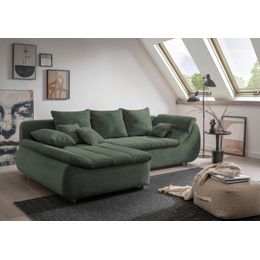 Ecksofa Home Affaire "Imola, bequem, aktuelle Steppung im Sitz, L-Form, Breite 270cm", gr&uuml;n (moosgr&uuml;n), B:270cm H:90cm T:170cm, Microfaser PRIMABELLE (100% Polyester) / Struktur (82% Polyester, 9% Viscose, 7% Baumwolle, 2% Nylon);Kunstleder SOFTLUX / Struktur (82% Polyester, 9% Viscose, 7% Baumwolle, 2% Nylon), Sofas, Ecksofa, wahlweise mit Bettfunktion