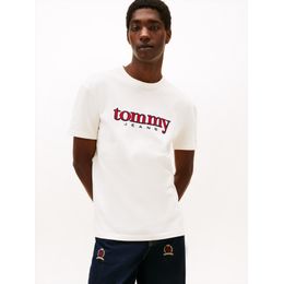 T-Shirt Tommy Jeans "TJM REG APPLIQ GRAPHIC", Herren, Gr. XL, ancient wei&szlig;, Single Jersey, Obermaterial: 100% Baumwolle, regular fit, Shirts T-Shirt