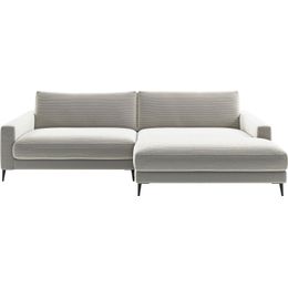 Ecksofa Home Affaire "Downtown, B/T/H: 272/190/84 cm L-Form", silber, B:272cm H:84cm T:190cm, 100% Polyester, Sofas, Ecksofa, weicher Sitzkomfort auch in Cord und Boucl&eacute;, incl. Zierkissen