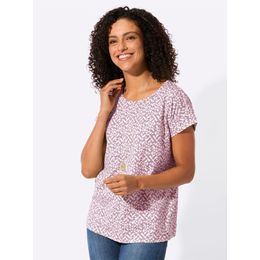 Print-Shirt Casual Looks "Druck-Shirt", Damen, Gr. 48, mauve, ecru, 100% Baumwolle, gemustert, mehrfarbig, Rundhals, Shirts Print-Shirt