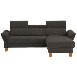 Ecksofa Home Affaire "Conville L-Form", braun (espresso), B:256cm H:84cm T:167cm, 100% Polyester, Sofas, Ecksofa, Federkern, wahlweise mit Bettfunktion und Bettkasten bzw. Stauraum