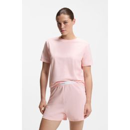 T-Shirt HUGO UNDERWEAR, Damen, Gr. M, rosa, Single Jersey, Obermaterial: 95% Baumwolle, 5% Elasthan, unifarben, regular fit normal, Rundhals, abgesteppte Kante, Shirts T-Shirt, mit rundem Ausschnitt, regular fit, toniges Markenlogo