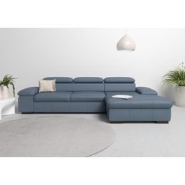 Ecksofa Home Affaire "Alberto L-Form", blau (graublau), B:286cm H:73cm T:174cm, Luxus-Microfaser Lederoptik (100% Polyester);Luxus-Microfaser ALTARA NUBUCK (100% Polyester);Luxus-Microfaser weich (90% Polyester, 10% Polyamid);Microfaser Antiklederoptik, Sofas, Ecksofa, mit Kopfteilverstellung, wahlweise mit Bettfunktion