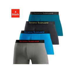 Boxer Bruno Banani "Boxershorts f&uuml;r Herren", Herren, Gr. L, 4 Stk., bunt (grau, t&uuml;rkis, schwarz, petrol), Jersey, Obermaterial: 95% Baumwolle, 5% Elasthan, unifarben, Unterhosen Boxer, mit farbigen Marken-Schriftzug am B&uuml;ndchen, Topseller